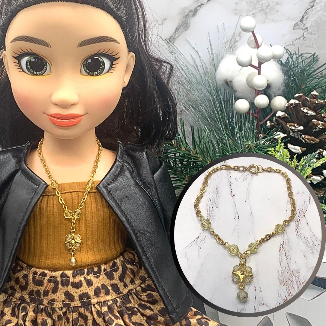 Clear Acrylic Crystal Gold Chain Doll Necklace 18 Inch Fashion Doll ...
