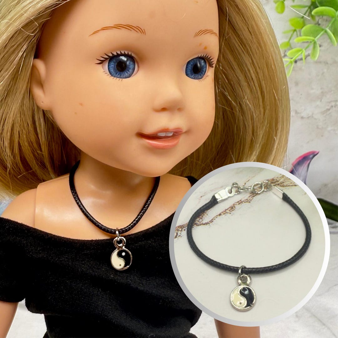Yin -yang Charm Black Nylon Cord Doll Necklace • 14 Inch Doll Jewelry ...