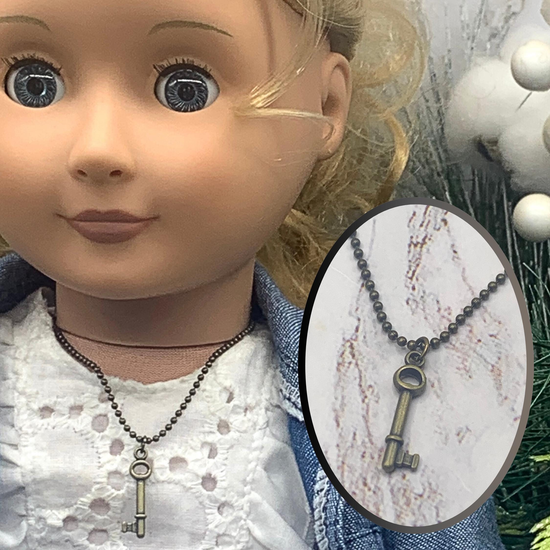 Bronze Tone Key Charm Ball Chain Doll Necklace 18 Inch Fashion Doll ...