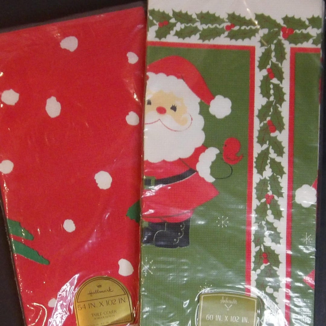 Vintage Christmas Tablecloths 1970s Hallmark Paper Table Covers Winter ...