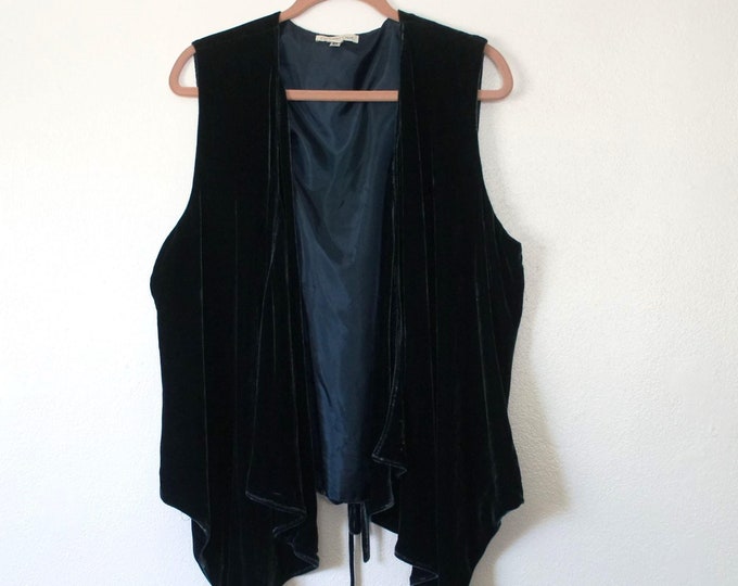 Vintage Blue Velvet Vest Asymmetrical Flowing Slouchy Size Large - Etsy