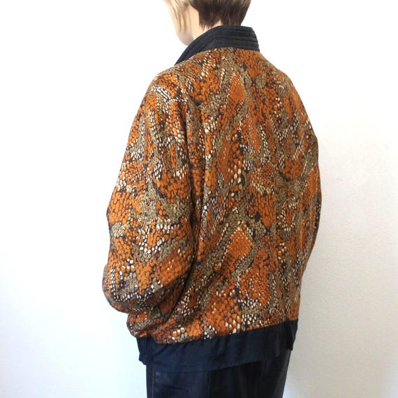 Vintage 1980's Jacket Bomber Silk Animal Print Jerri … - Gem