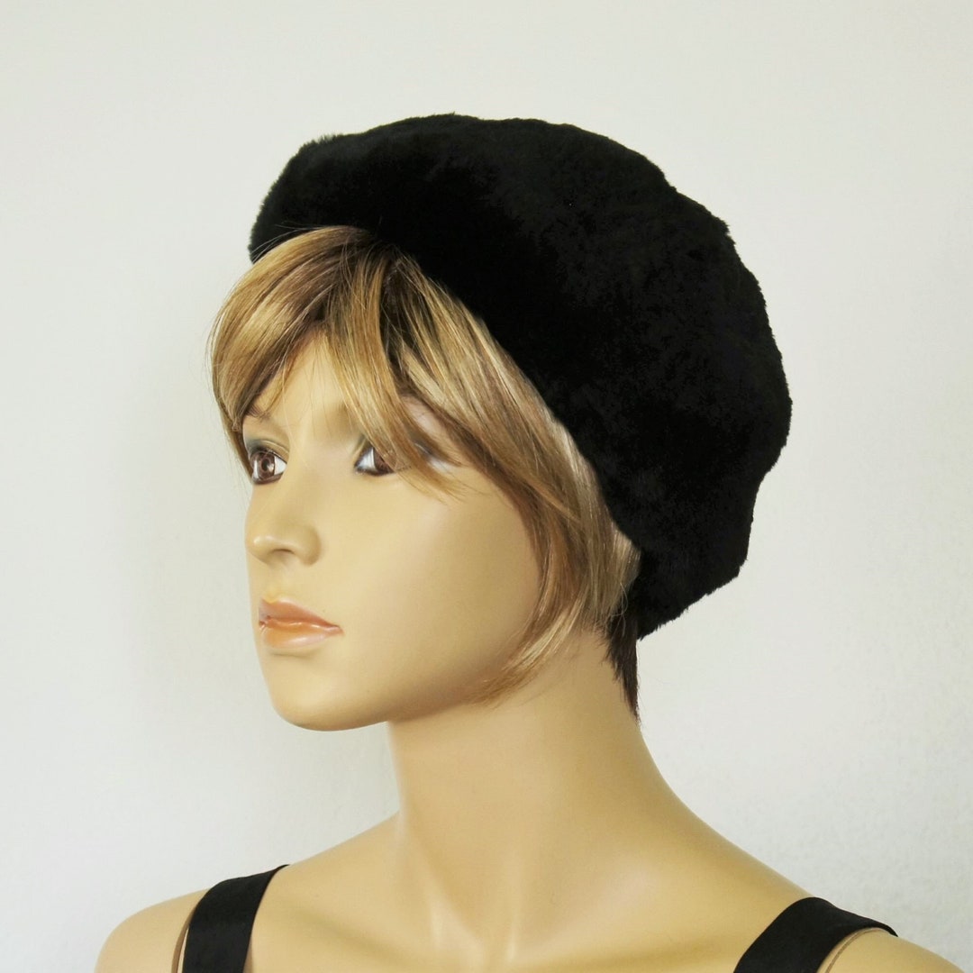 Black Furry Beret Hat Vintage 1960's John Wanamaker Donald - Etsy