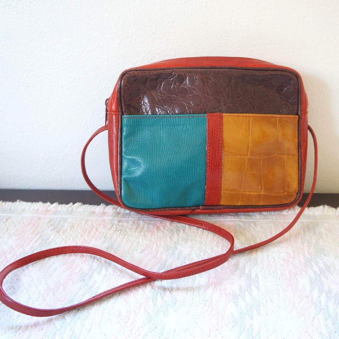 Patchwork Purse 1980's Vintage Colorful Crossbody Shoulder Bag Handbag ...