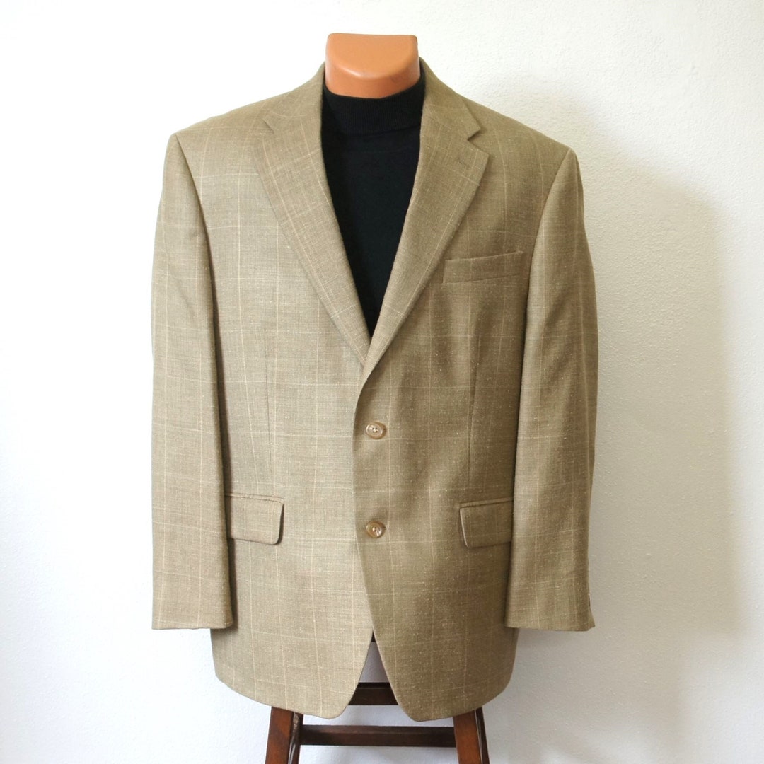Men's Sport Coat Blazer Vintage Ralph Lauren Subtle Plaid Silk Blend ...