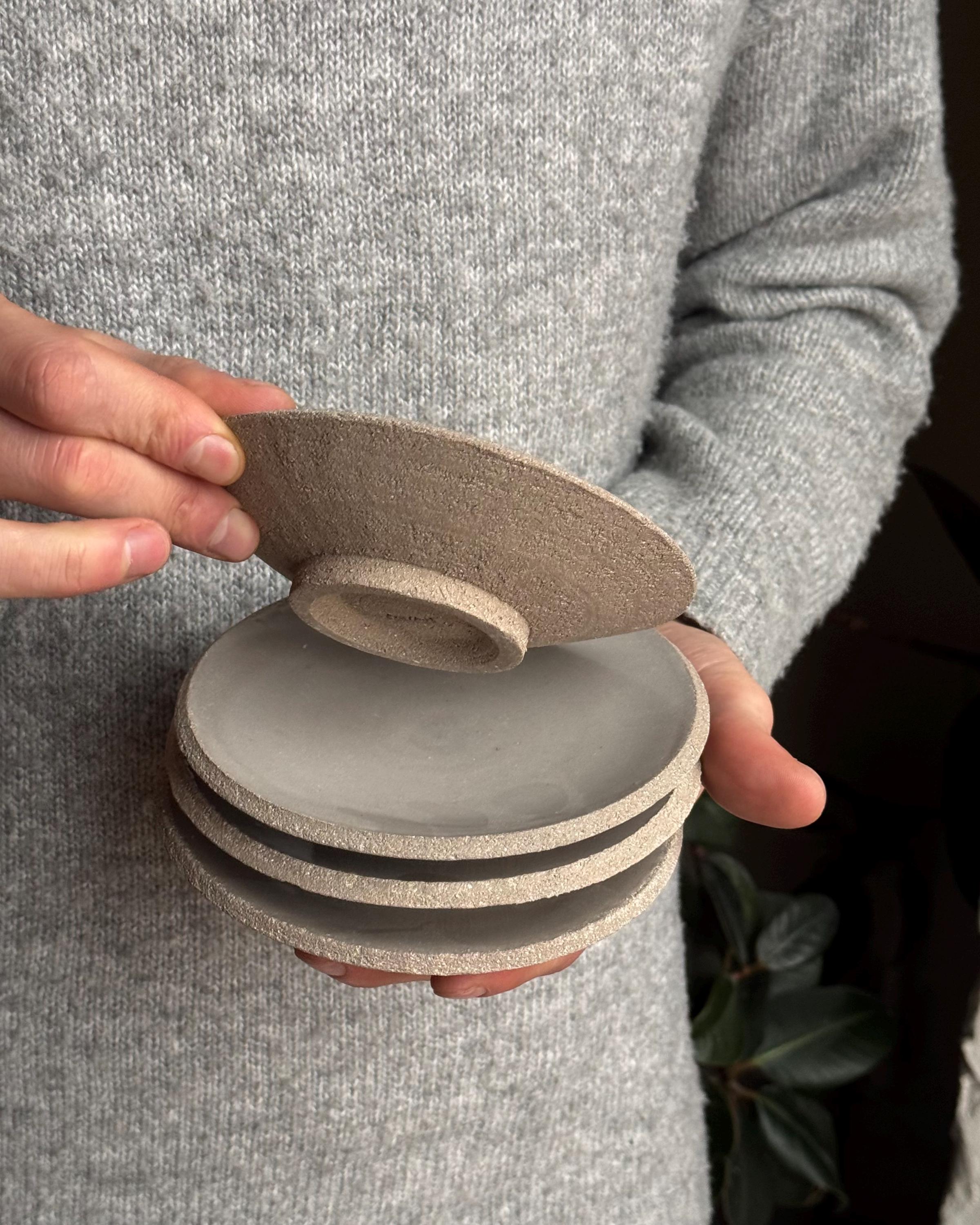 Handmade Grey Ceramic Dessert Plate, Rustic Stoneware Tableware, Unique ...