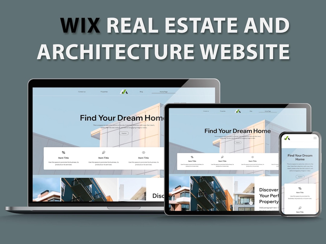 WIX Website Template for Real Estate and Architecture - Etsy