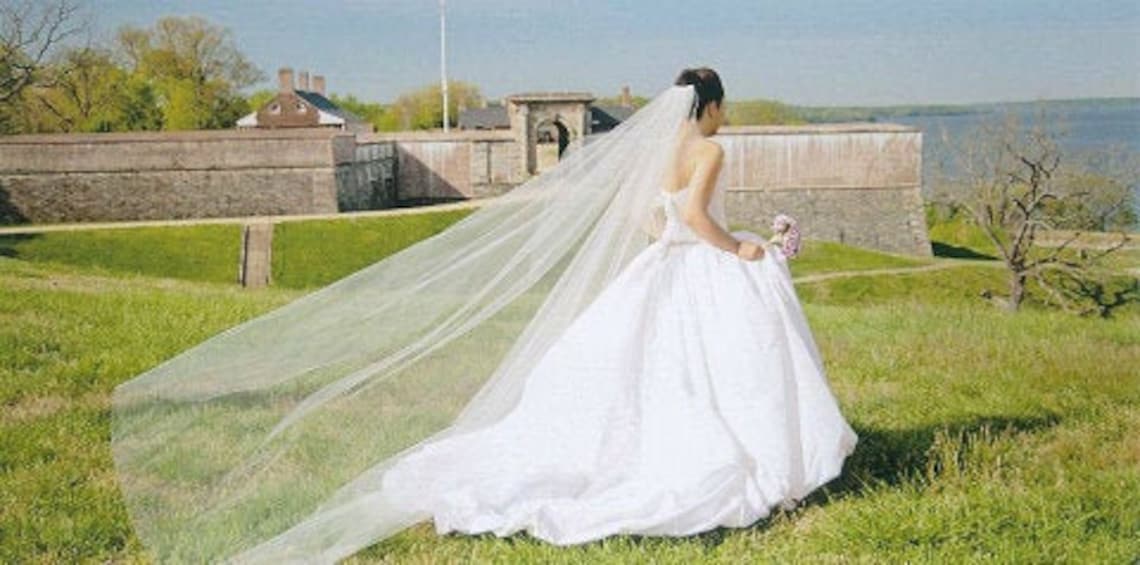 Cathedral Wedding Veil Cascading Single Layer Simple Chapel Length ...