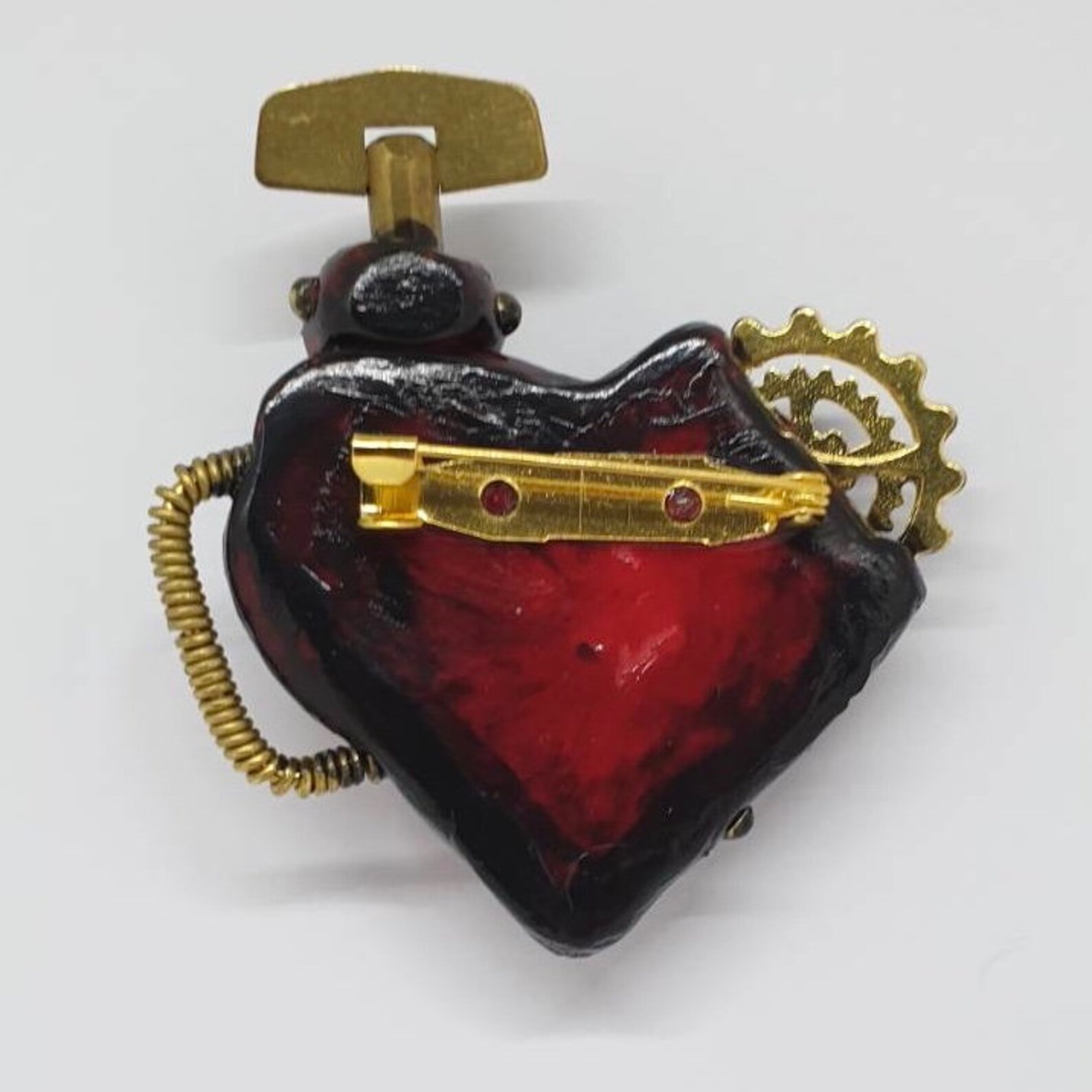 Wizard of Oz If I Only Had A Red Heart Steampunk Clockwork Brooch ...