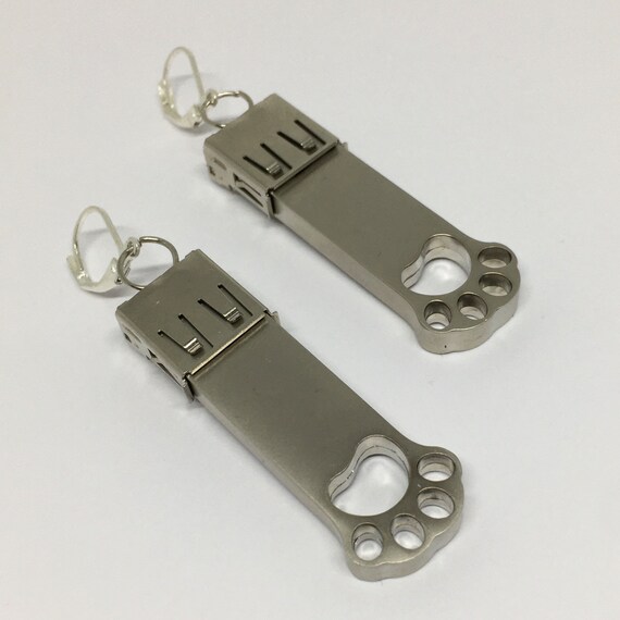 Cyberpunk Kitty Cat 32GB USB Flash Drive Earrings Handmade - Etsy