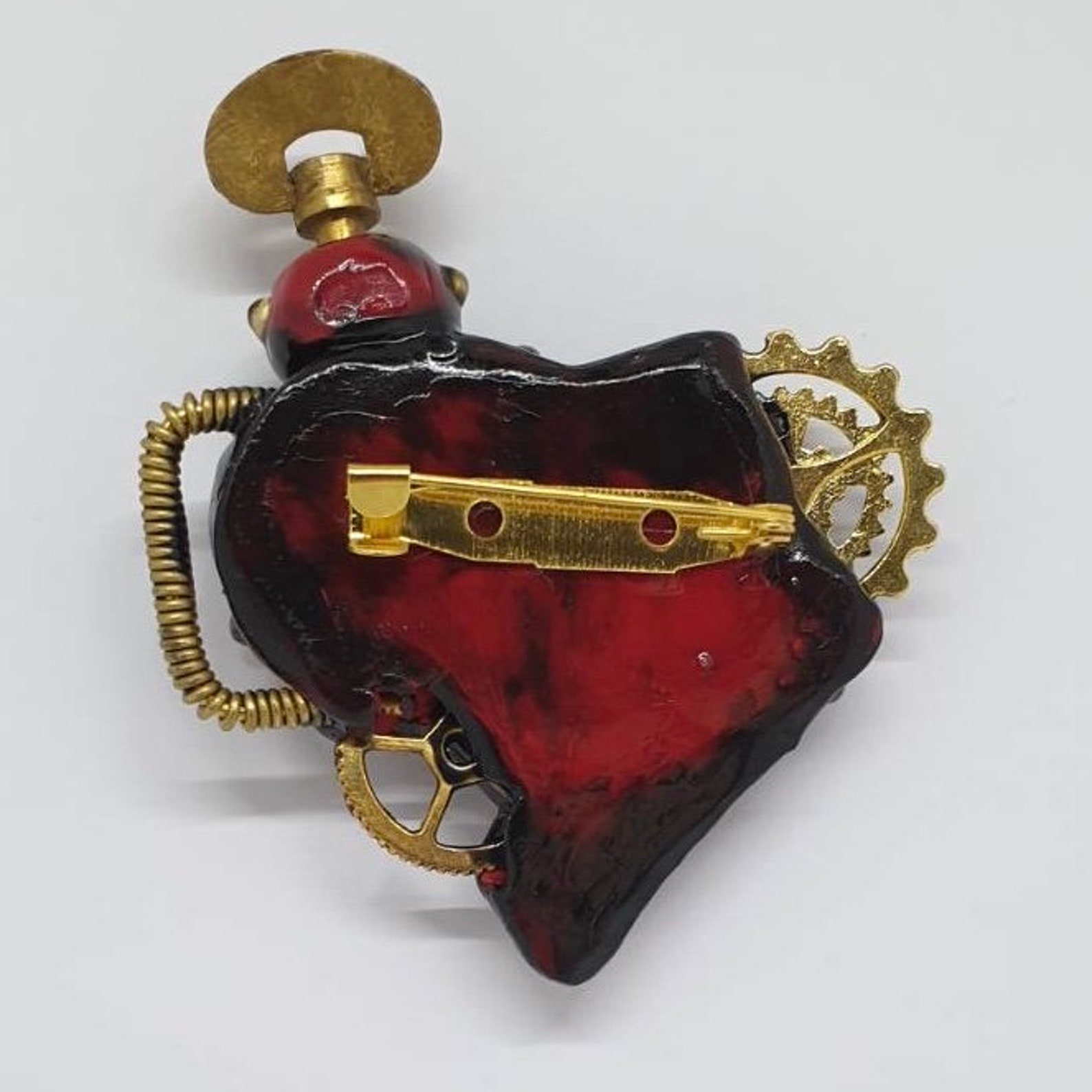 Wizard of Oz If I Only Had A Red Heart Steampunk Clockwork Brooch ...