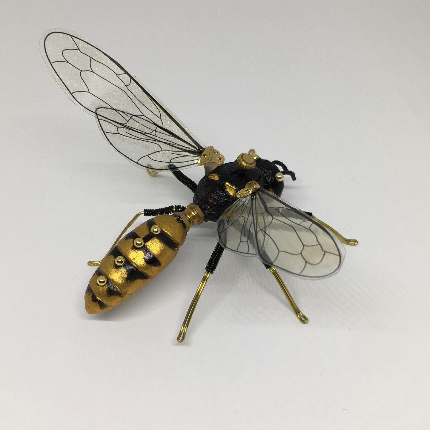 Steampunk Giant Yellow Jacket Wasp Sculpture — SPANKY SPANGLER DESIGN