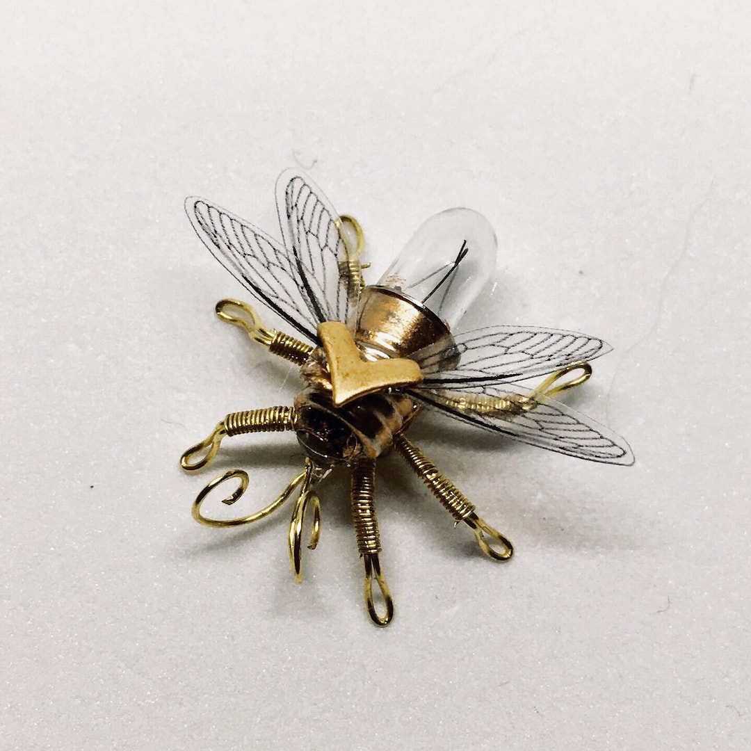 Save the Bees - Tiny Steampunk Clockwork Bee Pin Brooch - Handmade ...
