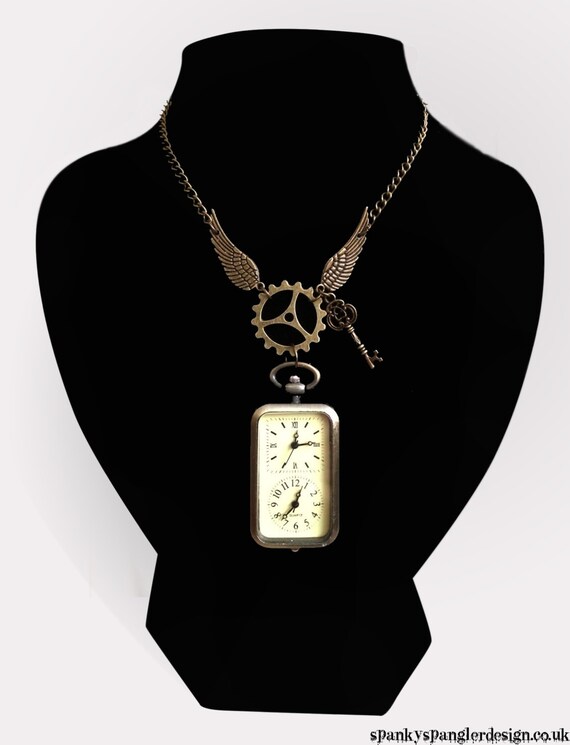 Timetravellers pocket watch necklace Unique Steampunk Gothic | Etsy