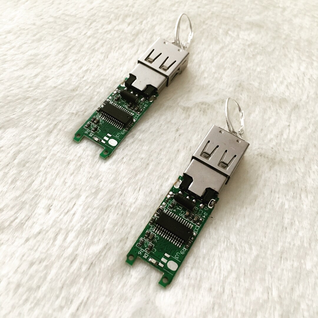 Cyberpunk USB Earrings - Handmade Original Working EMMC Chip Earrings ...