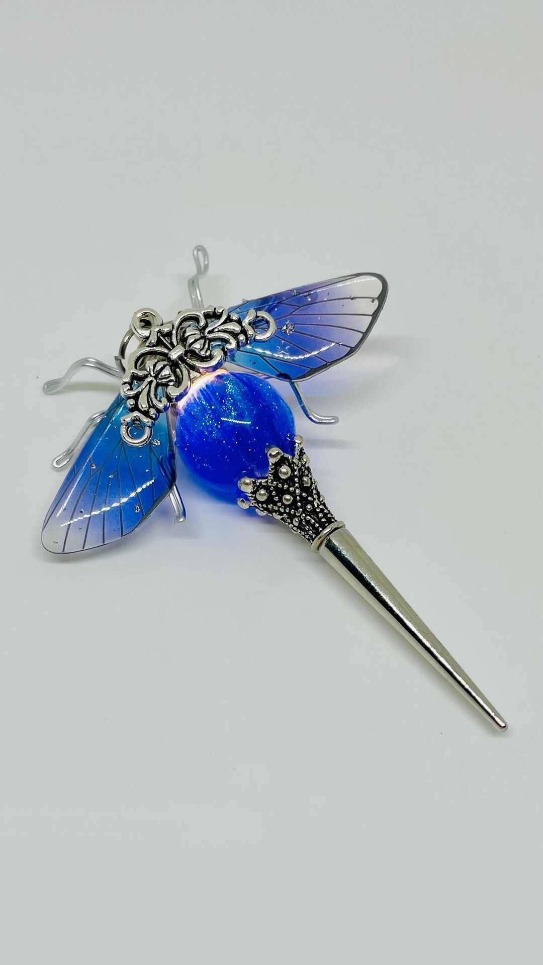 Steampunk Cosmic Wasp Light-up Brooch | Blue Glitter Resin Insect Pin ...