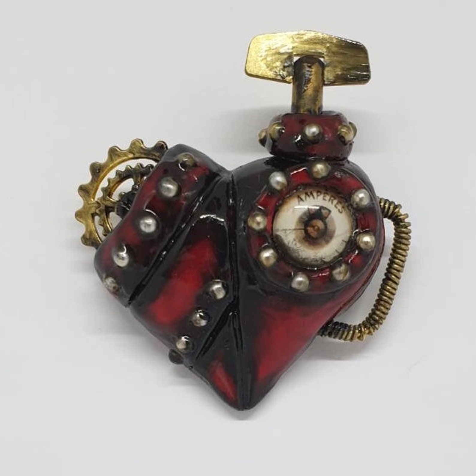 Wizard of Oz If I Only Had A Red Heart Steampunk Clockwork Brooch ...