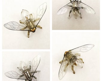 Save the Bees Steampunk Brooch Small Brass Bee Lightbulb Pin Unique ...