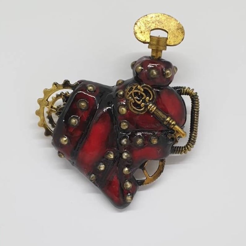 Wizard of Oz If I Only Had A Red Heart Steampunk Clockwork Brooch ...