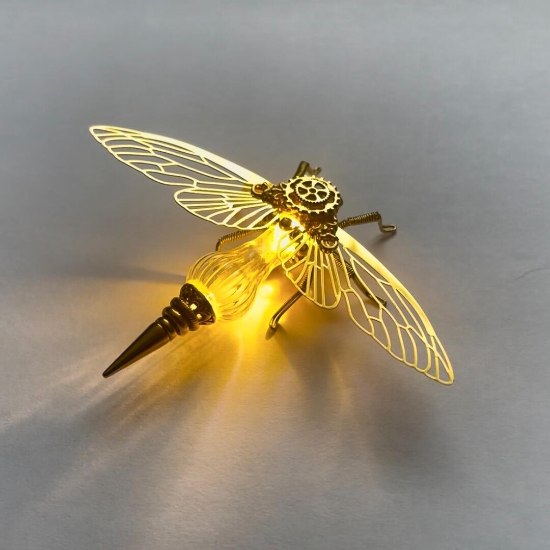 Handmade Steampunk Light-up Bee Brooch: Clockwork Insect Pin, Neo ...