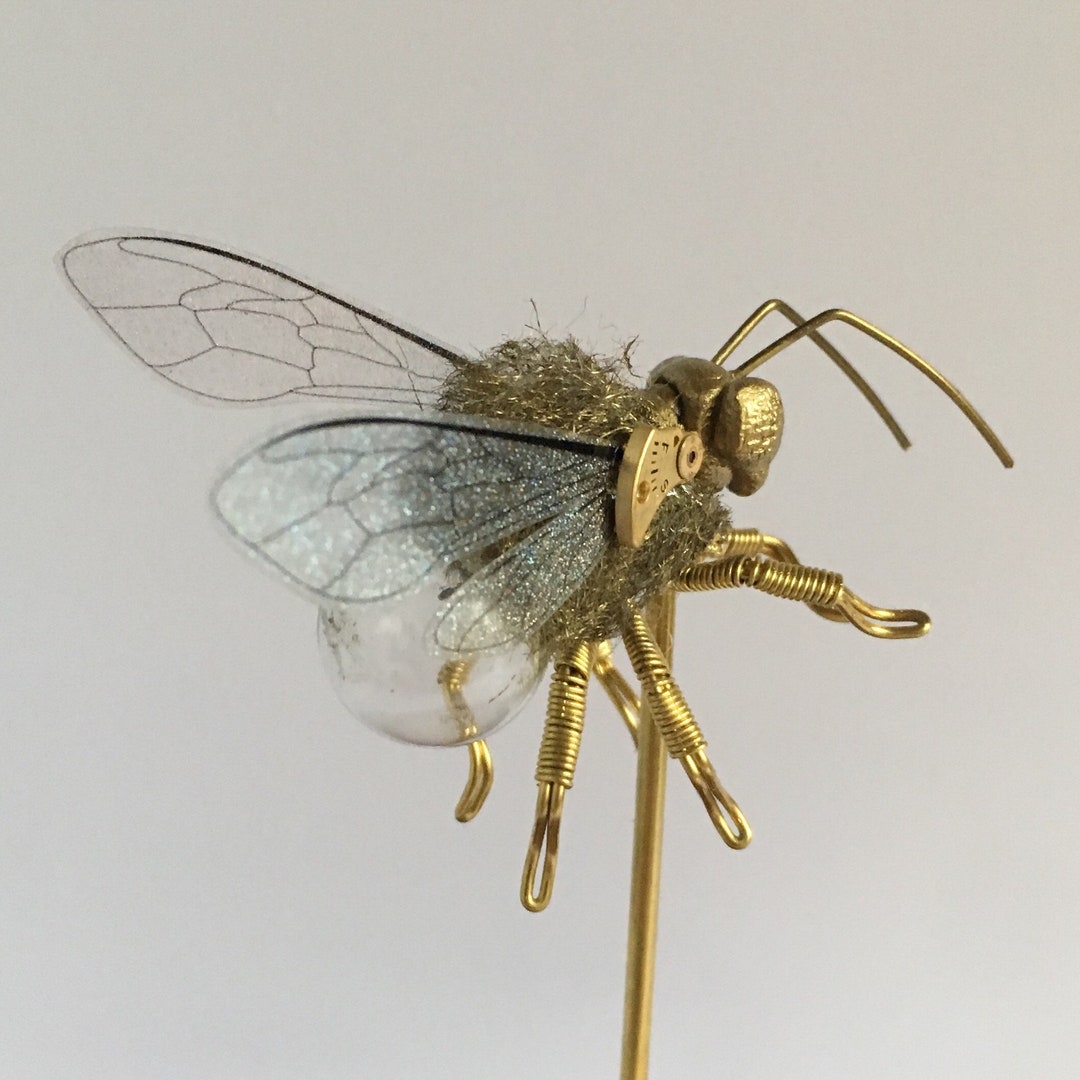 Save the Bees Steampunk Clockwork Furry Bee in Glass Dome - Original ...