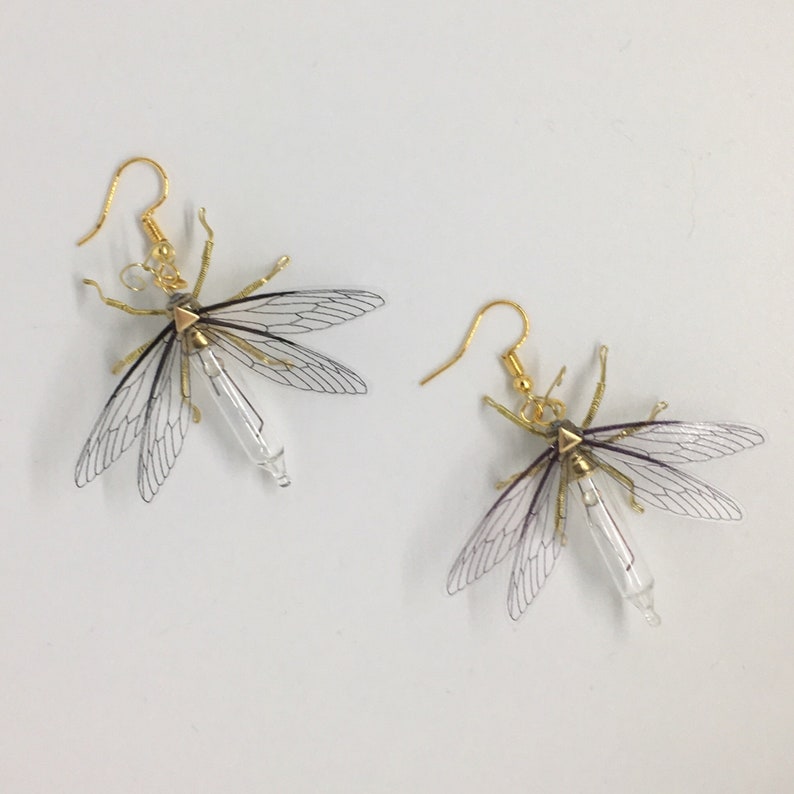 Steampunk Earrings - Mayfly Insect Bug Earrings - Original OOAK Unique ...