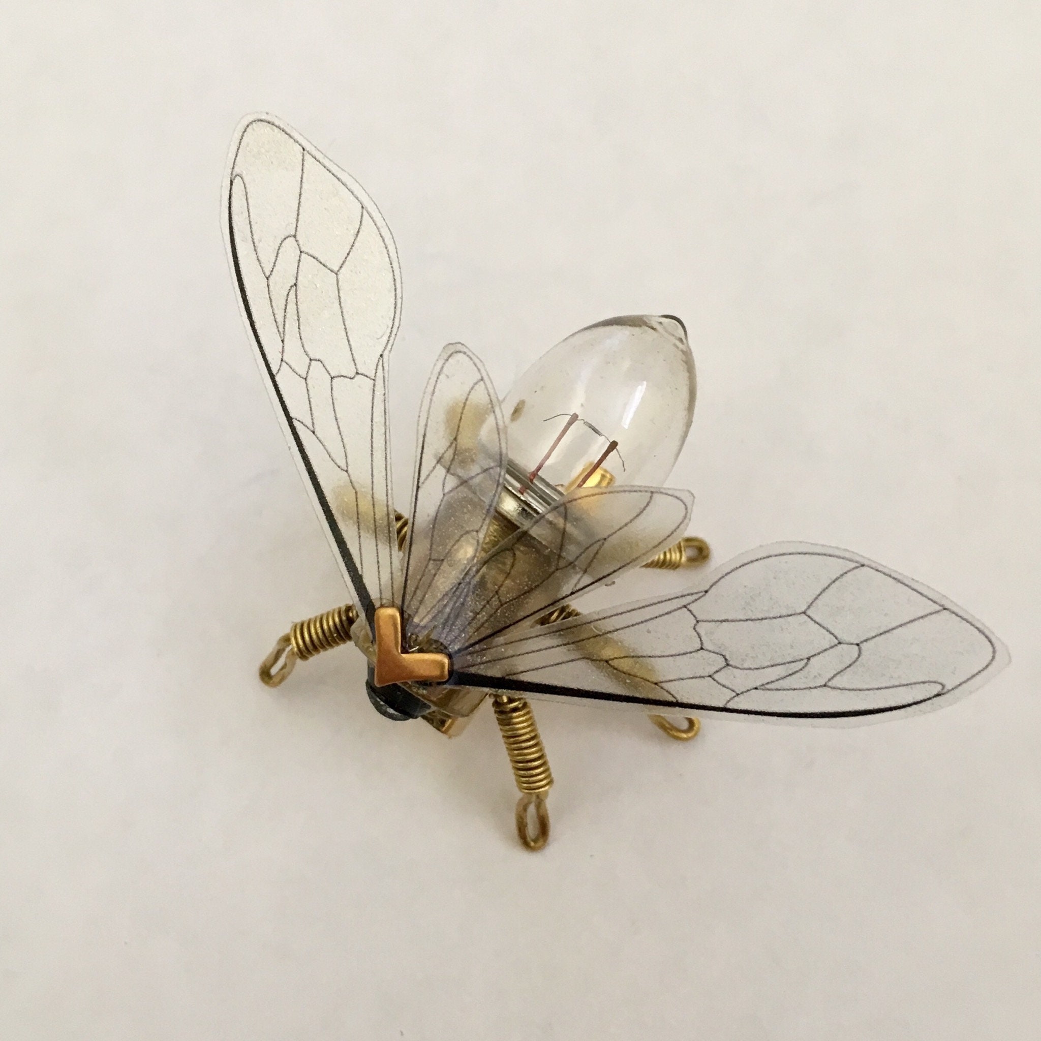 Save the Bees - Steampunk Brooch - Small Honey Bee Lightbulb Brooch ...