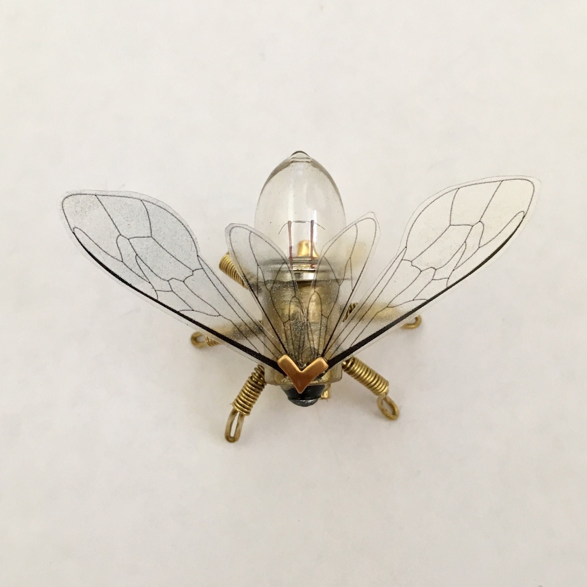 Save the Bees - Steampunk Brooch - Small Honey Bee Lightbulb Brooch ...