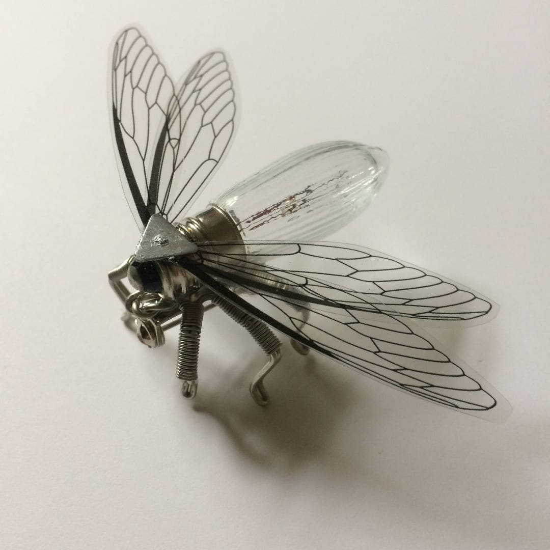 Steampunk Brooch - Small Insect Fly Bulb Brooch - Unique Upcycled ...