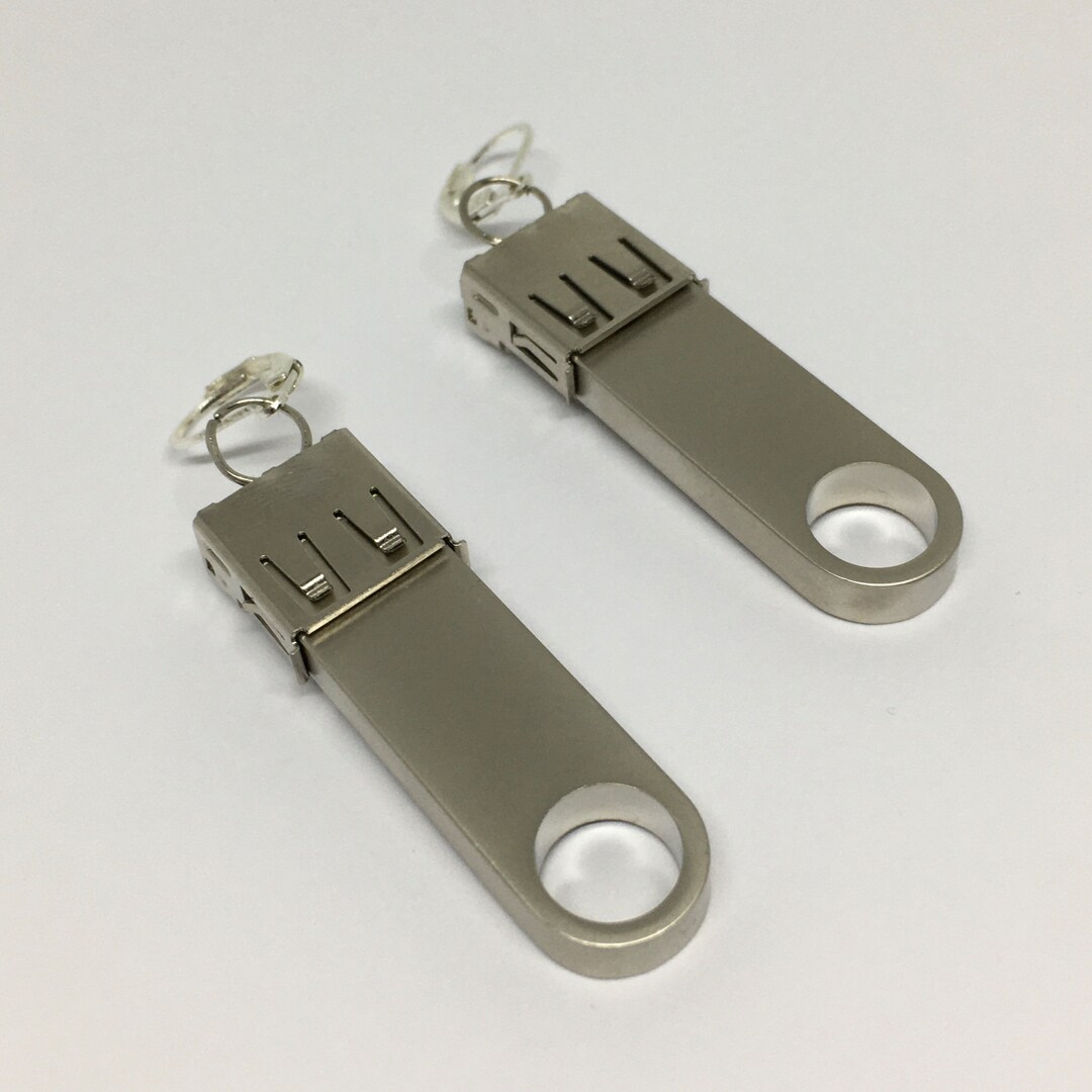 Cyberpunk Geometric 64GB USB Flash Drive Earrings - Handmade Original ...