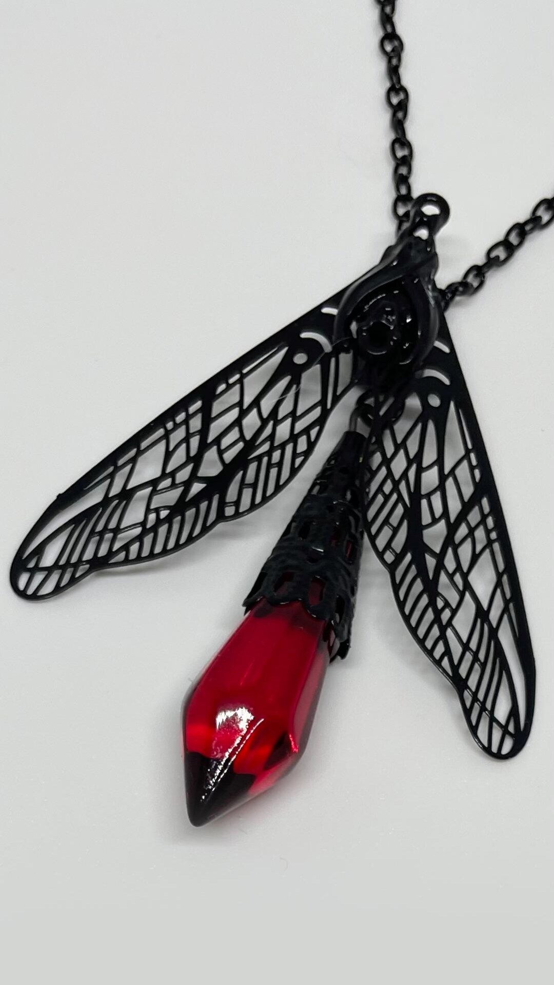 Handmade Gothic Steampunk Red Crystal Wasp Necklace | Black and Red ...