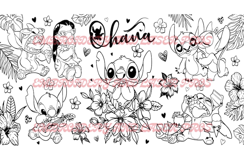 Lelo and Stitch Tumbler Wrap for Laser Engraving PNG Great for Wecreat ...