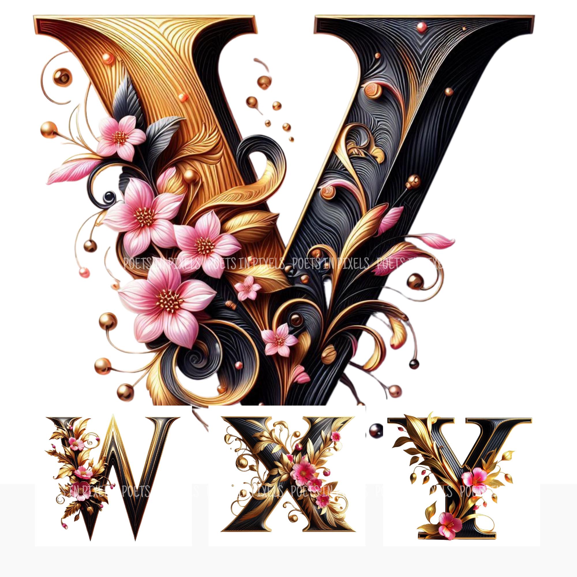 Black & Gold Alphabet Letters 26 Images - Etsy