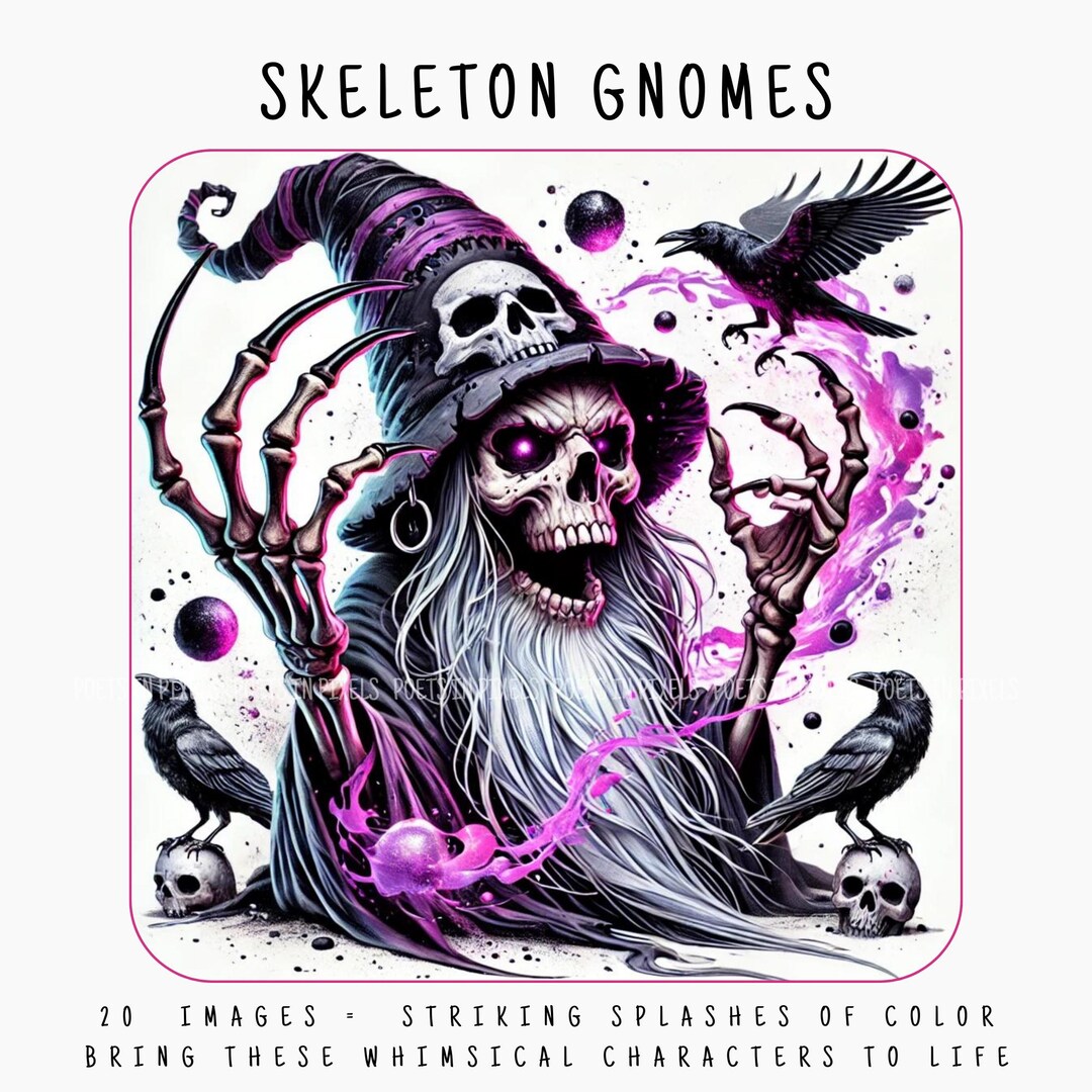 Skeleton Gnomes: 20 Watercolor Art Images - Etsy