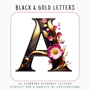 Black & Gold Alphabet Letters 26 Images - Etsy