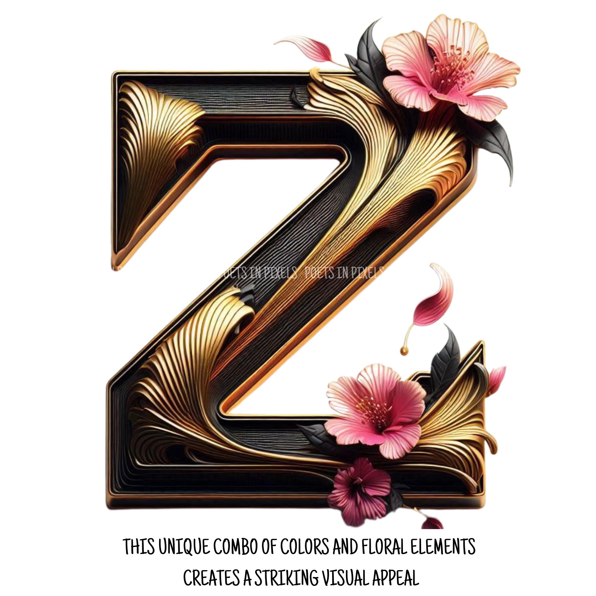 Black & Gold Alphabet Letters 26 Images - Etsy