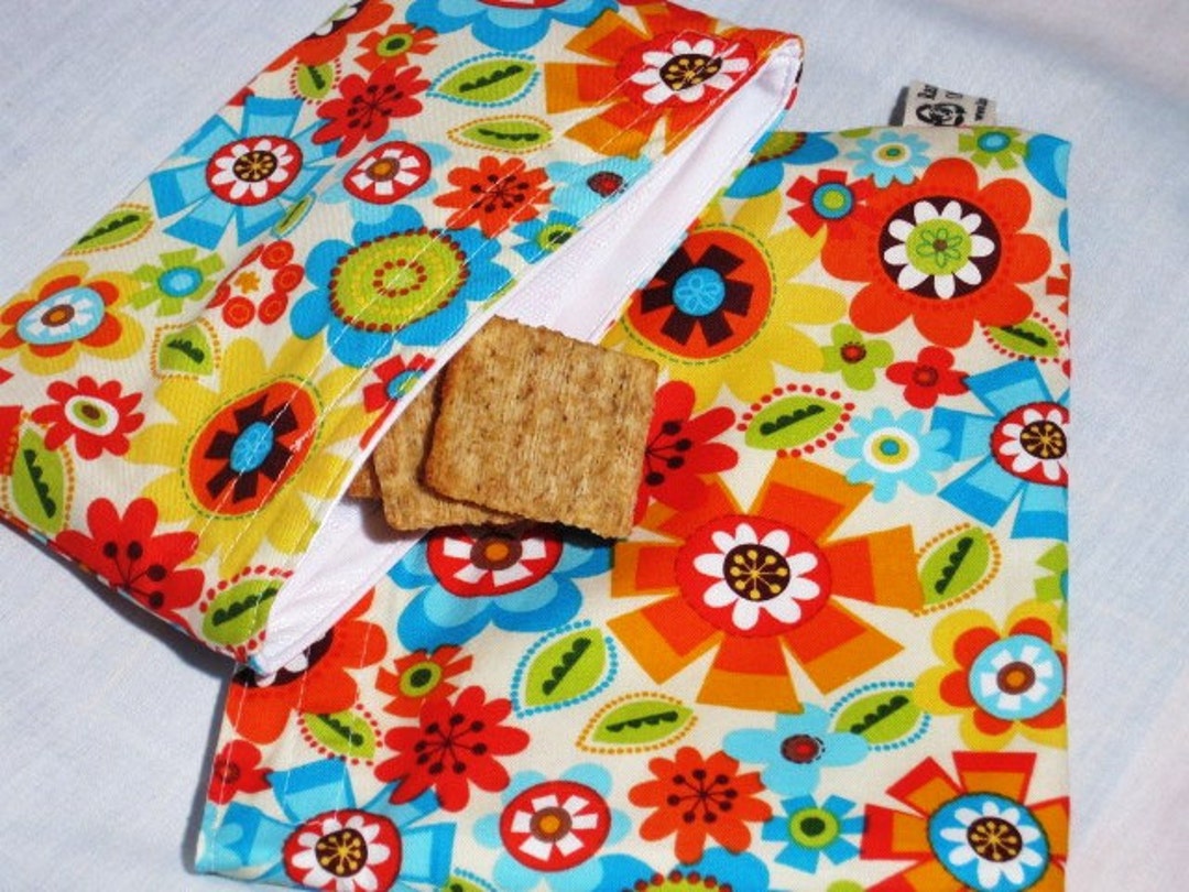 Orange and Teal Sandwich and Snack Bag Set, Reusable, Earth Savvy - Etsy