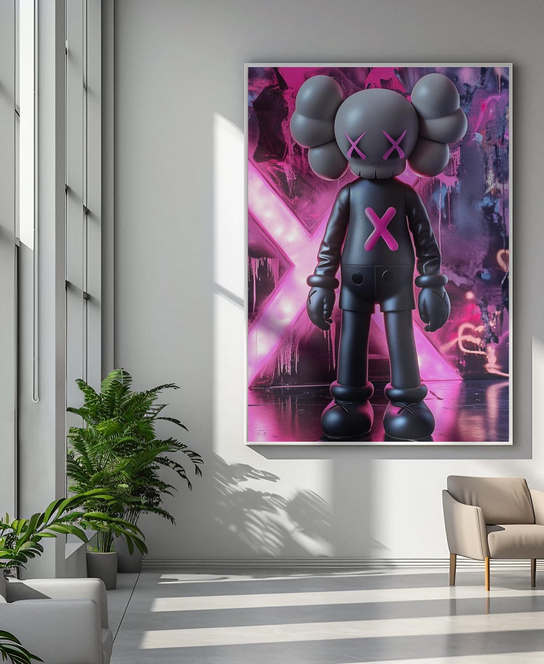 Colorful Kaws-inspired Psychedelic Wall Art Unique Ready-to-hang Canvas ...