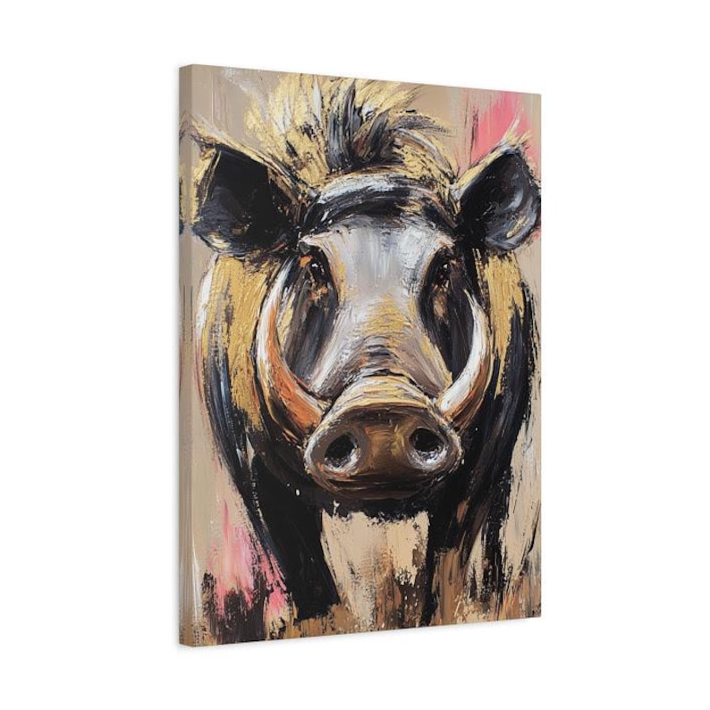 Warthog Canvas Wall Art | Wild Boar Painting | Rustic Animal Decor ...