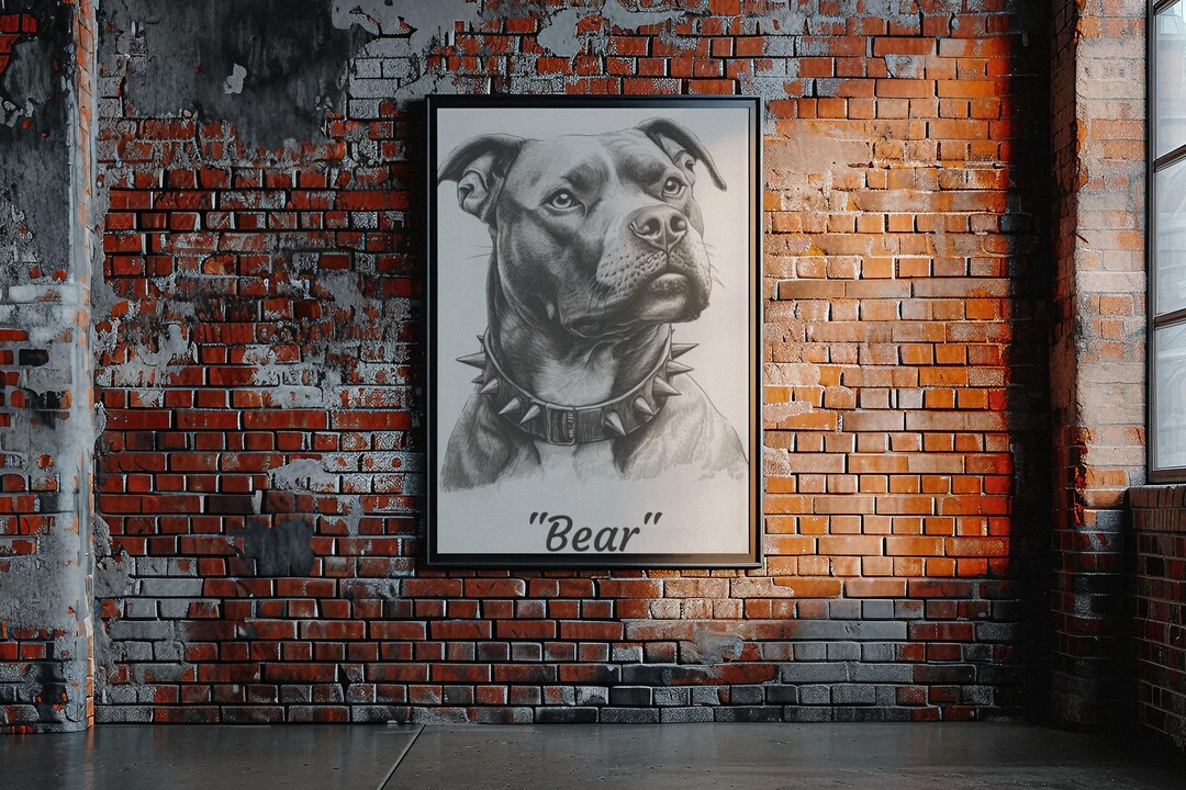 Pitbull Canvas Wall Art – Dog Lover’s Gift – Custom Pitbull Portrait ...