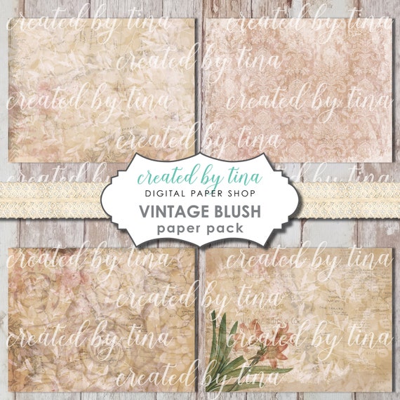 VINTAGE BLUSH Digital Papers Instant Download Created by Tina | Etsy