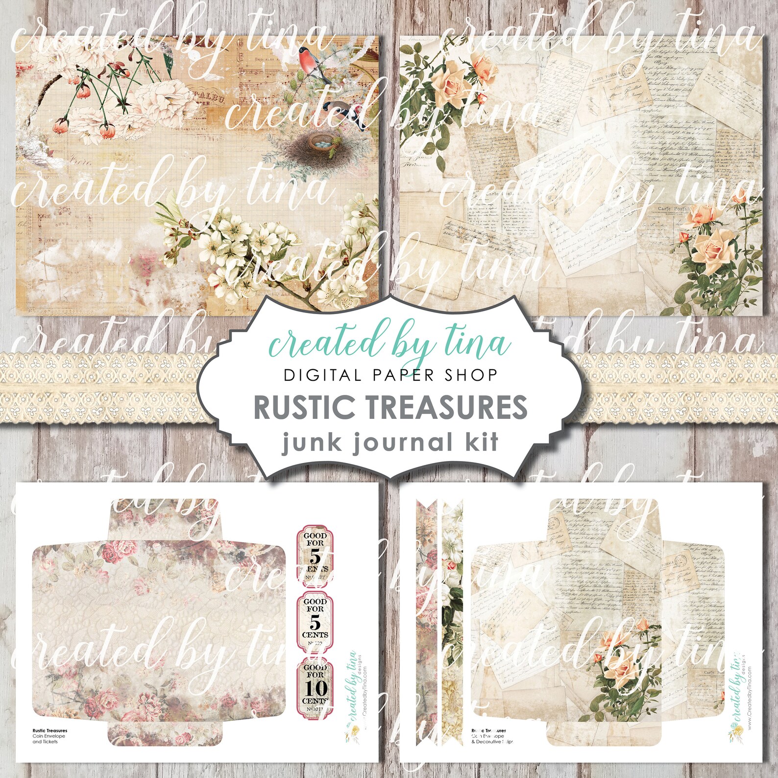 Rustic Treasure Junk Journal Printable Paper Instant Download Created ...