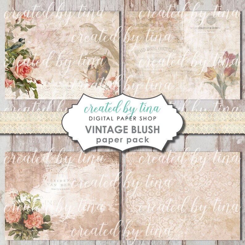 VINTAGE BLUSH Digital Papers Instant Download Created by Tina - Etsy