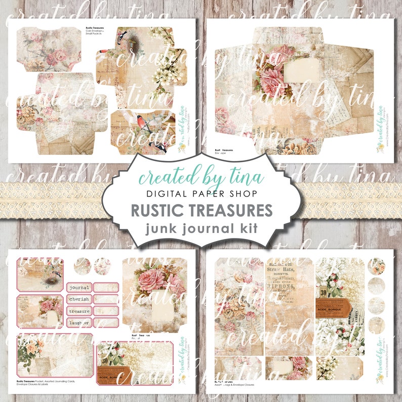 Rustic Treasure Junk Journal Printable Paper Instant Download Created ...