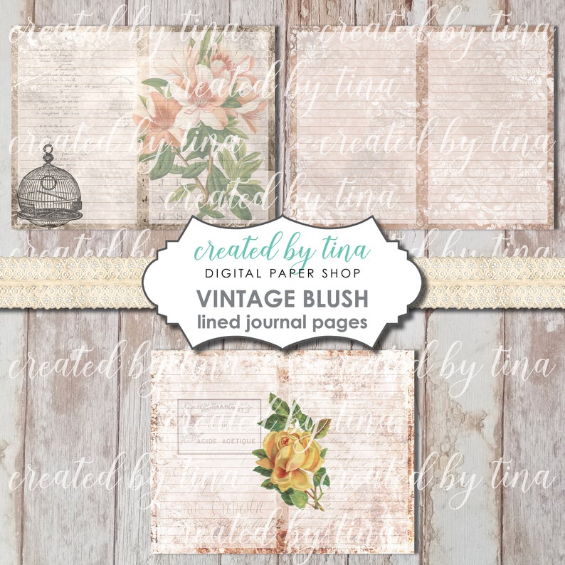 Lined VINTAGE BLUSH Pages Instant Download Created by Tina - Etsy