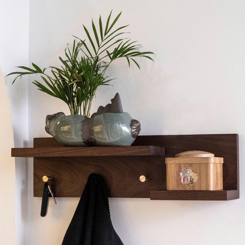 Floating Shelf With Hooks - Etsy