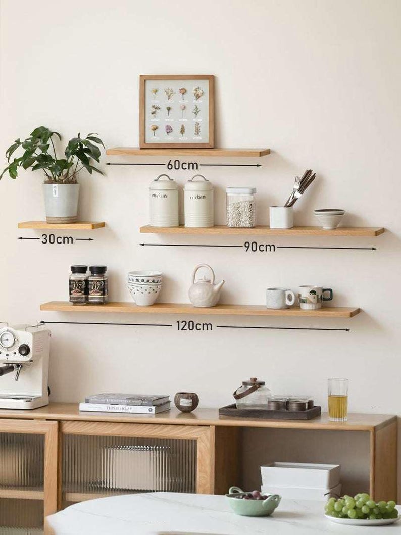 Oak Wall Shelves Minimalist Floating Shelves for Home Decoration and ...