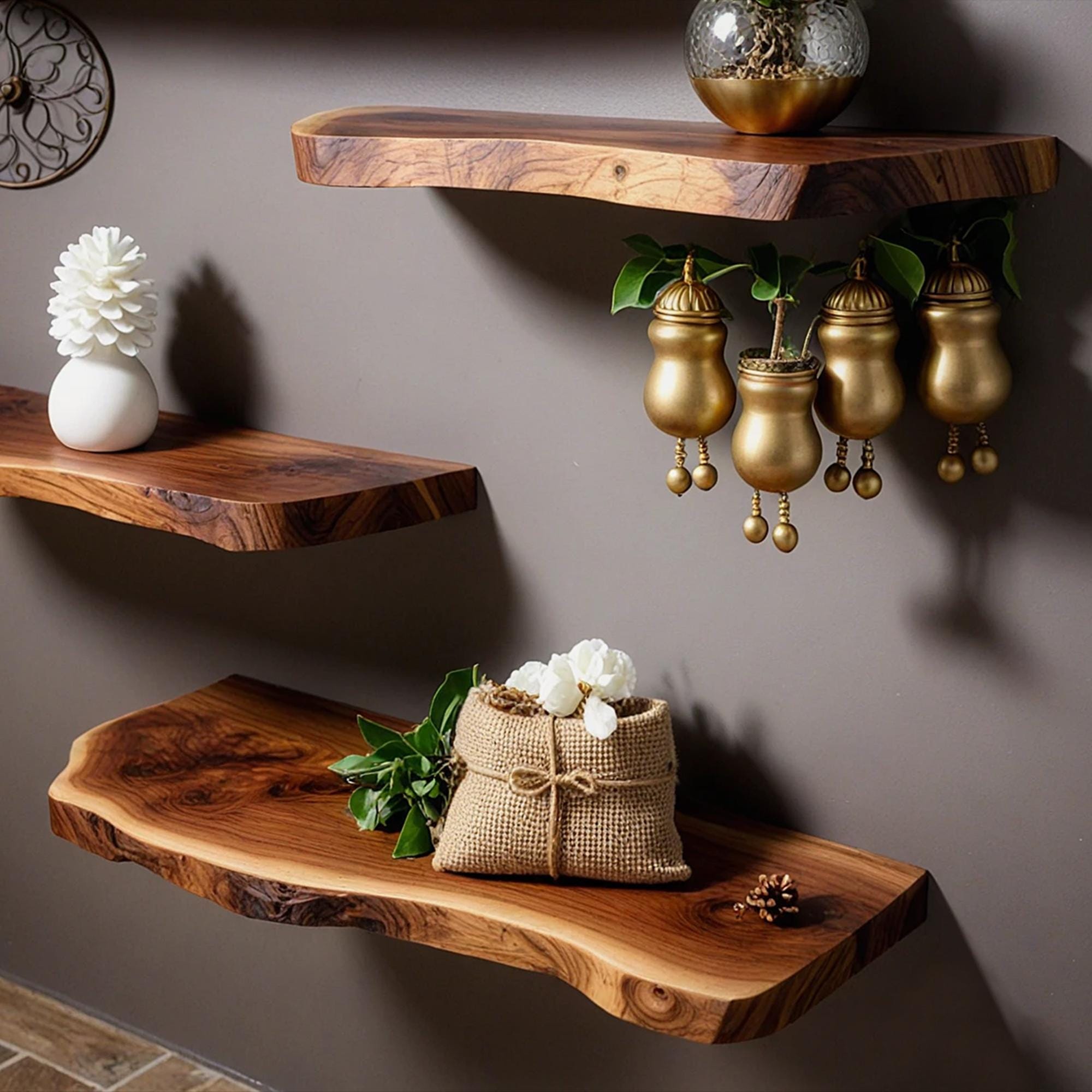Solid Wood Floating Shelves, Wall Mounted Floating Shelves for Kitchen ...