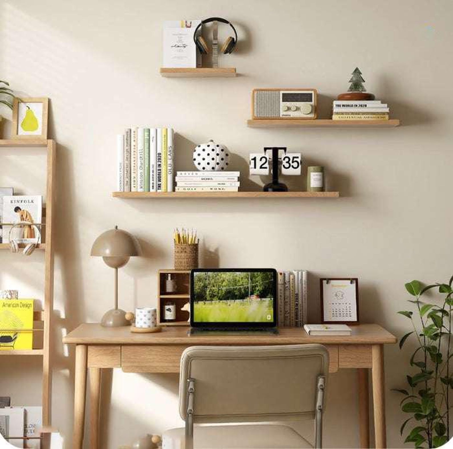 Oak Wall Shelves Minimalist Floating Shelves for Home Decoration and ...