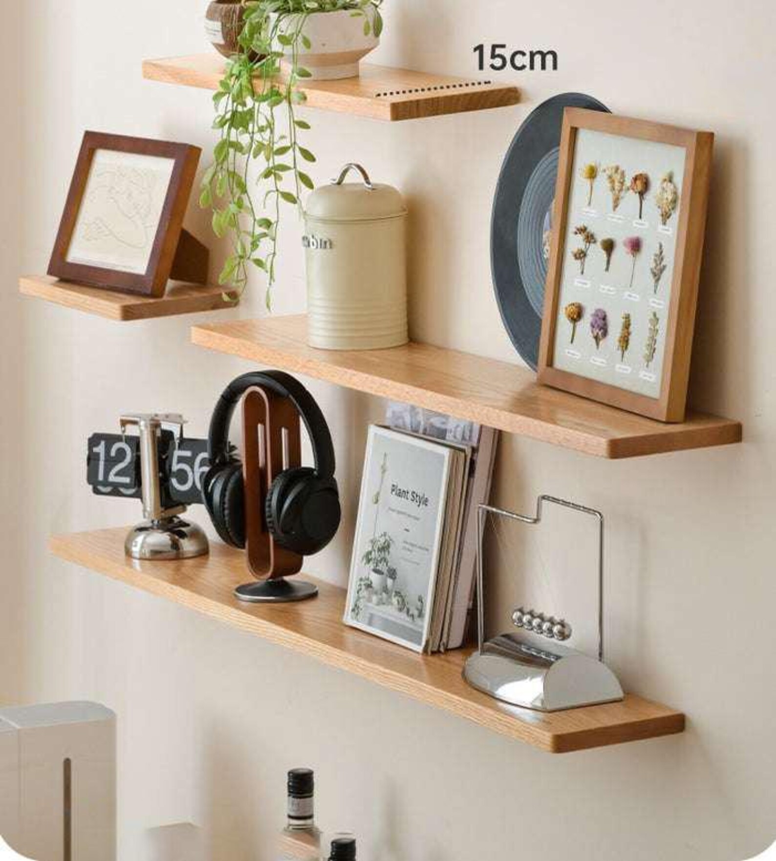 Oak Wall Shelves Minimalist Floating Shelves for Home Decoration and ...
